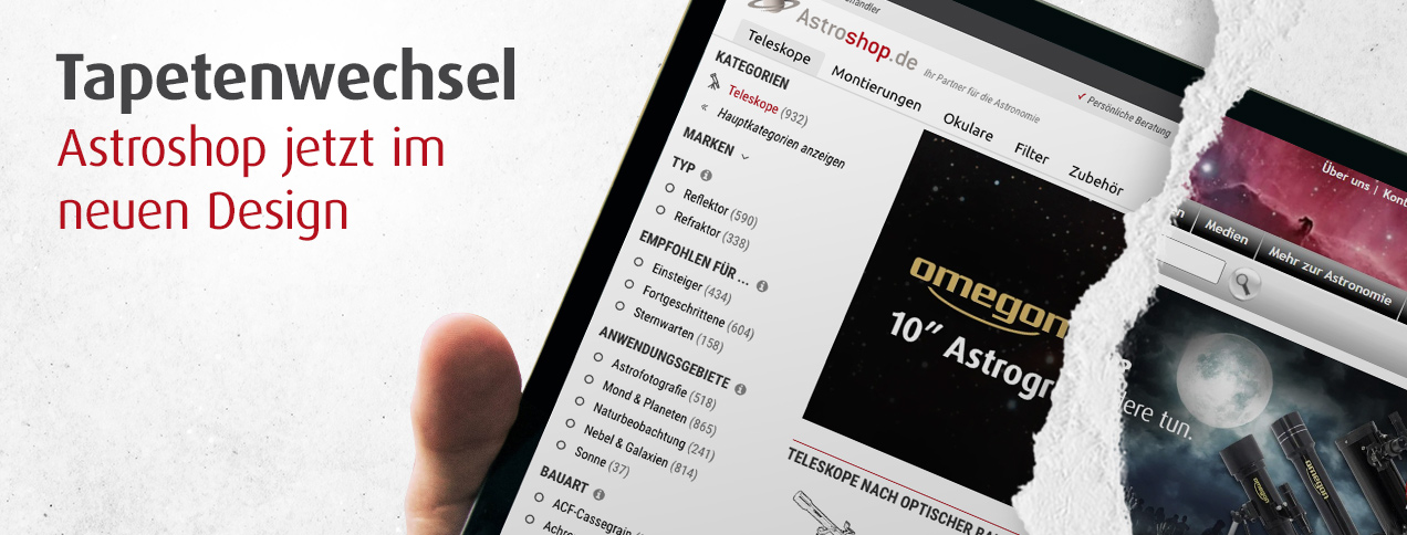 Tapetenwechsel: Astroshop jetzt im neuen Design | Forum Astronomie.de